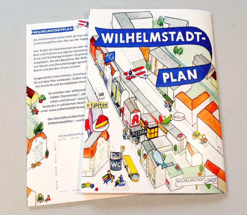 Illustrated folding map of the district Wilhelmstadt in Berlin-Spandau